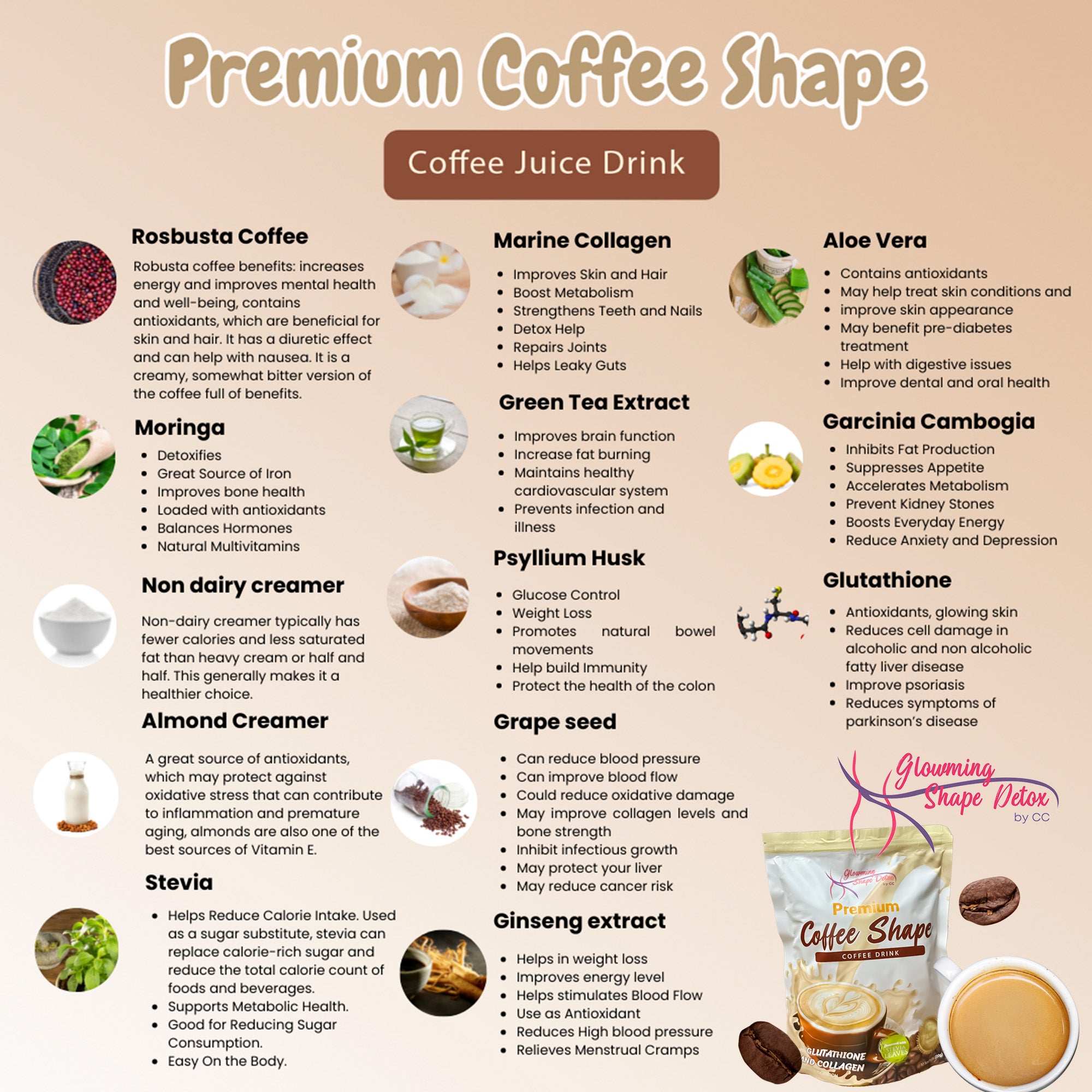 CRIS COSMETICS Glowming Shape Detox Coffee And Acai Berry Juice Drink ...