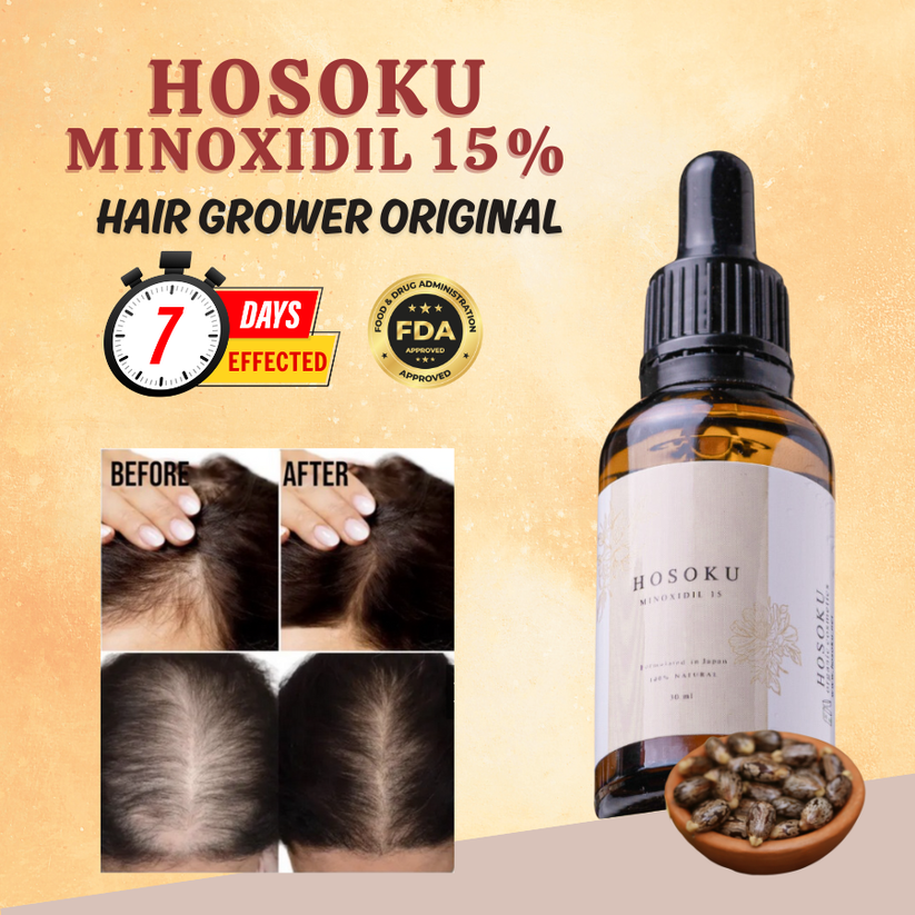HOSOKU MINOXIDIL 15% ORIGINAL Hair Growth With Collagen And Castor Oil ...
